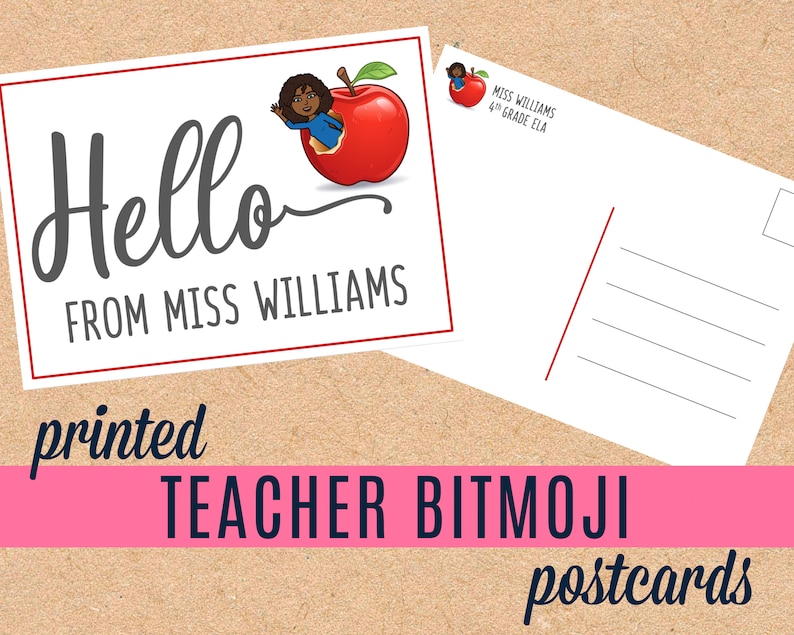 Bitmoji Teacher Postcards for Students PRINTED - Etsy