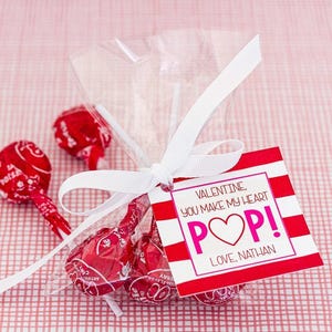 Valentine's Lollipop Tags & Ribbon - Personalized Valentine's Day Tags ...