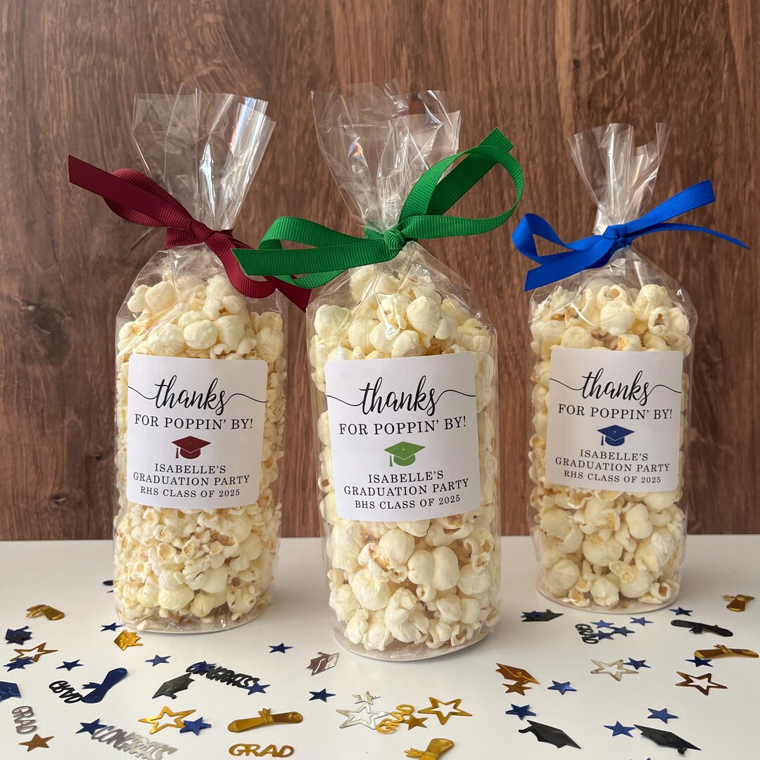 Graduation Popcorn Bags & Ribbon - Thanks for Popping by Graduation ...
