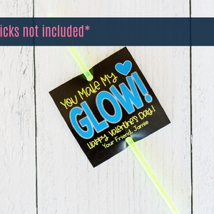 PRINTED Glow Stick Valentine's Day Tags for Kids, Class, School ...