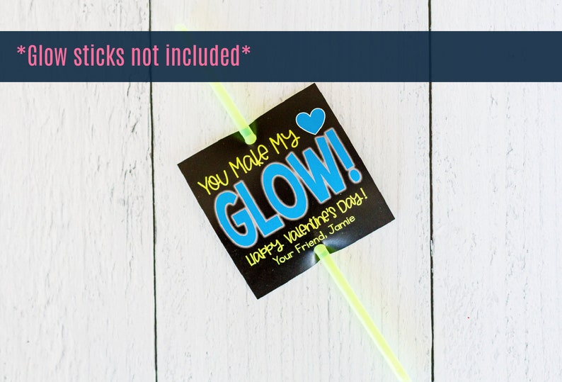 PRINTED Glow Stick Valentine's Day Tags for Kids Class - Etsy