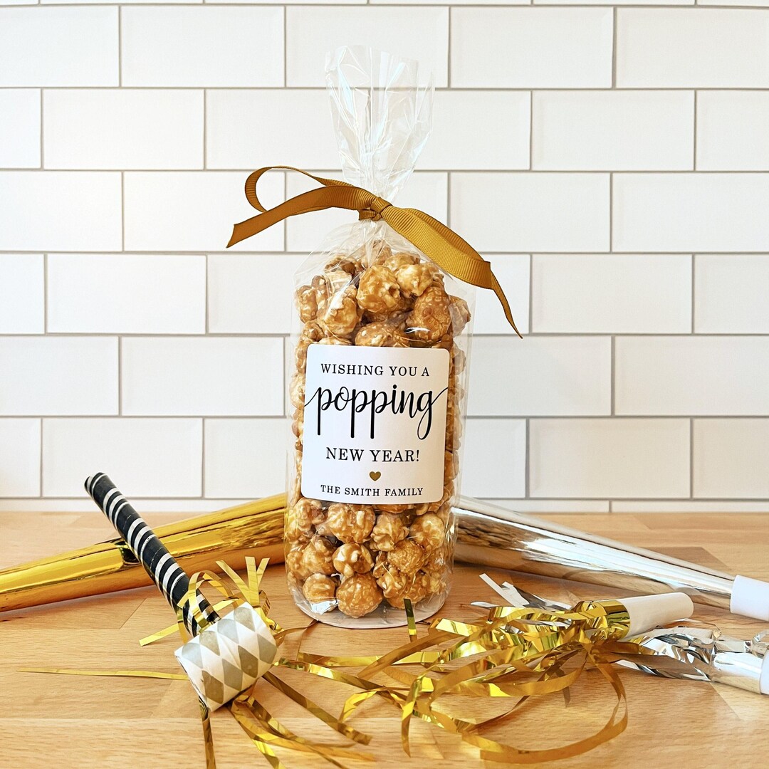 Popping New Years Popcorn Bags & Ribbon - 2025 NYE Party Favors for ...