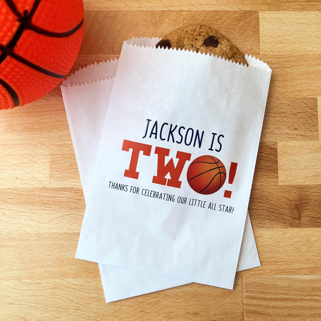 Basketball 2nd Birthday Party Favor Bags LINED - Sports Birthday Party ...