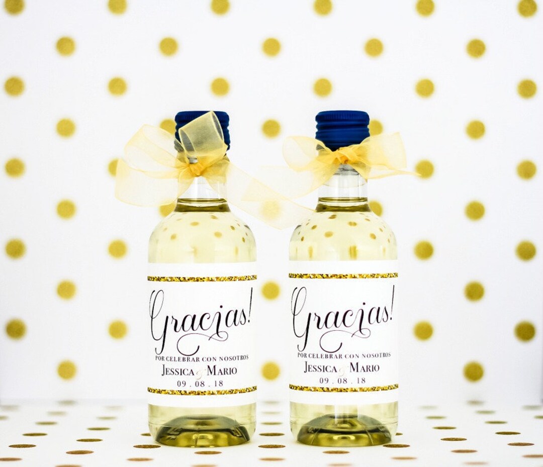 Gracias Wedding Mini Wine Bottle Labels - Spanish Wedding Mini ...