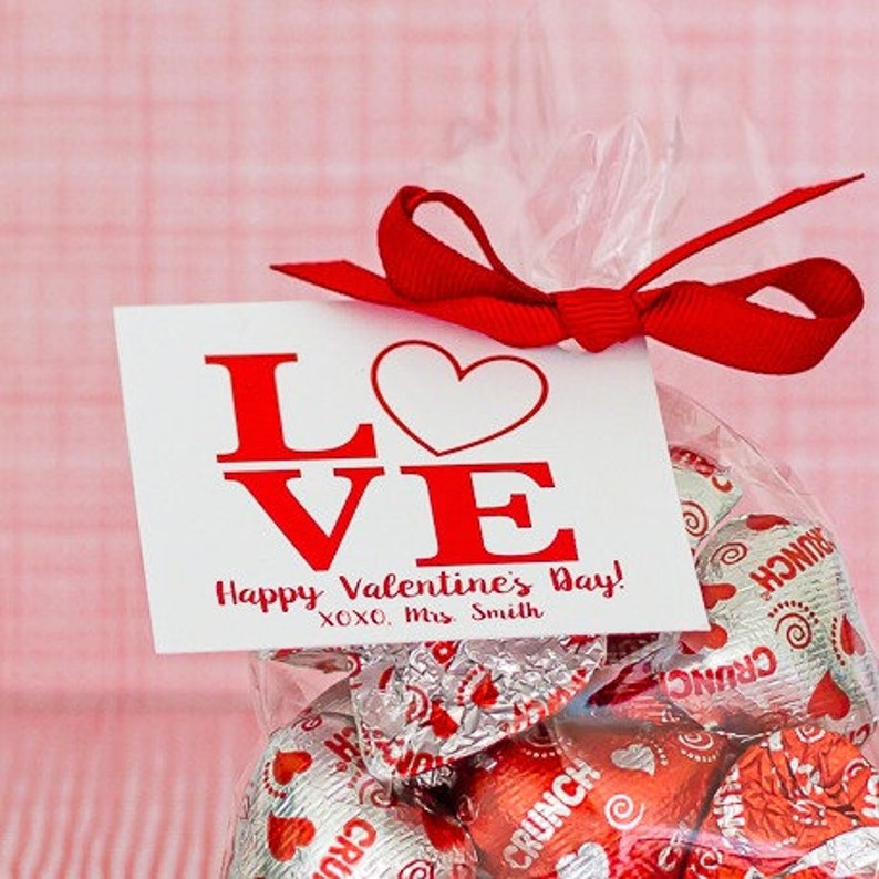 Valentine's Candy Tags & Ribbon Personalized - Etsy