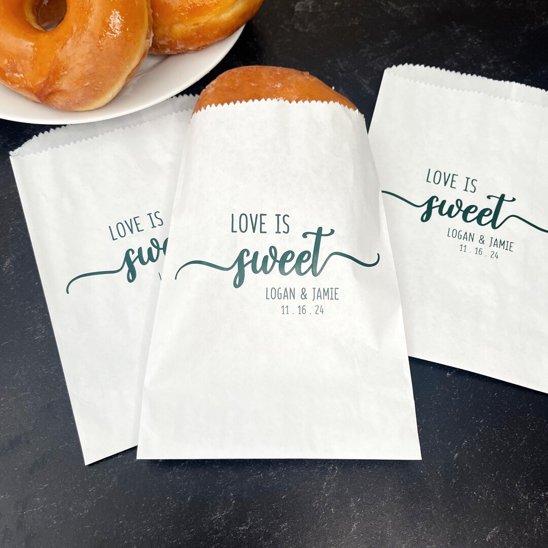 LINED Love is Sweet Bags - Cookie, Dessert, Candy, Pastry Bags - Two ...