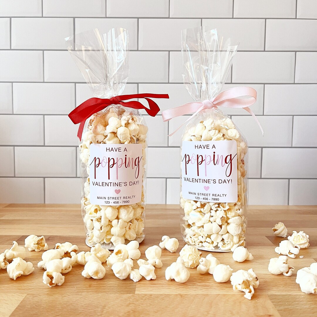 Valentine's Day Popcorn Bags & Ribbon Personalized Valentines Gifts for ...