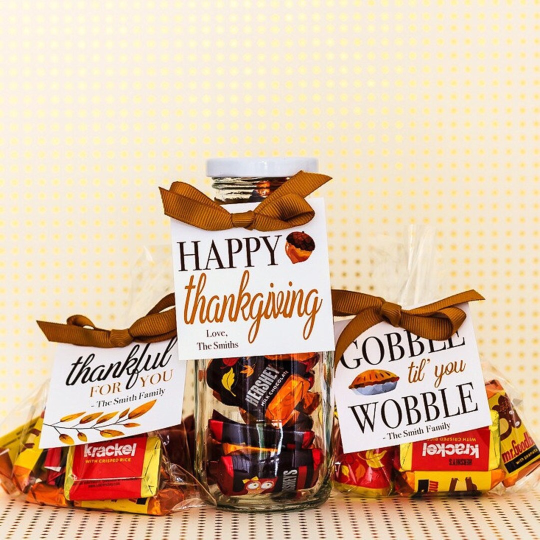 PRINTED Thanksgiving Tags & Ribbon - Thanksgiving Gift Tags ...