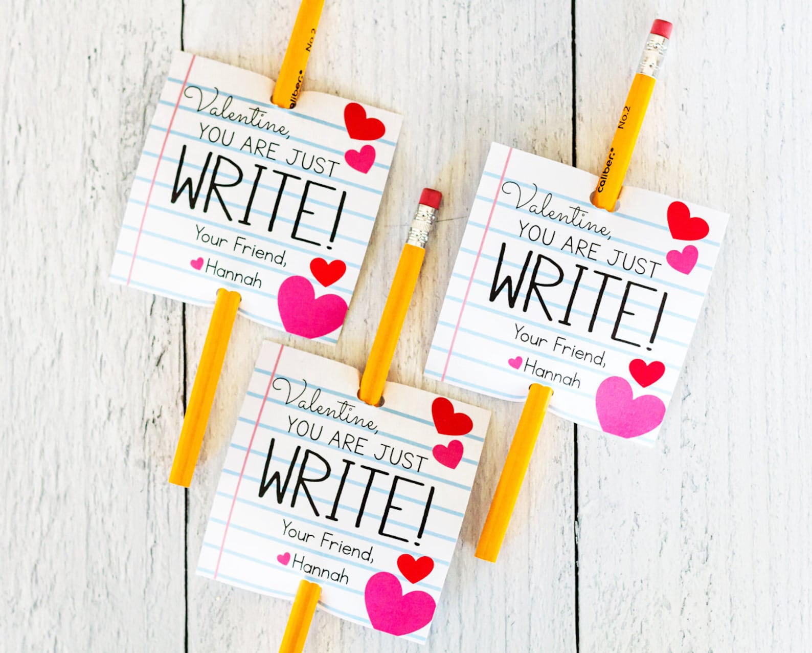 PRINTED Pencil Valentine's Day Tags for Kids - Class, School, Teacher ...