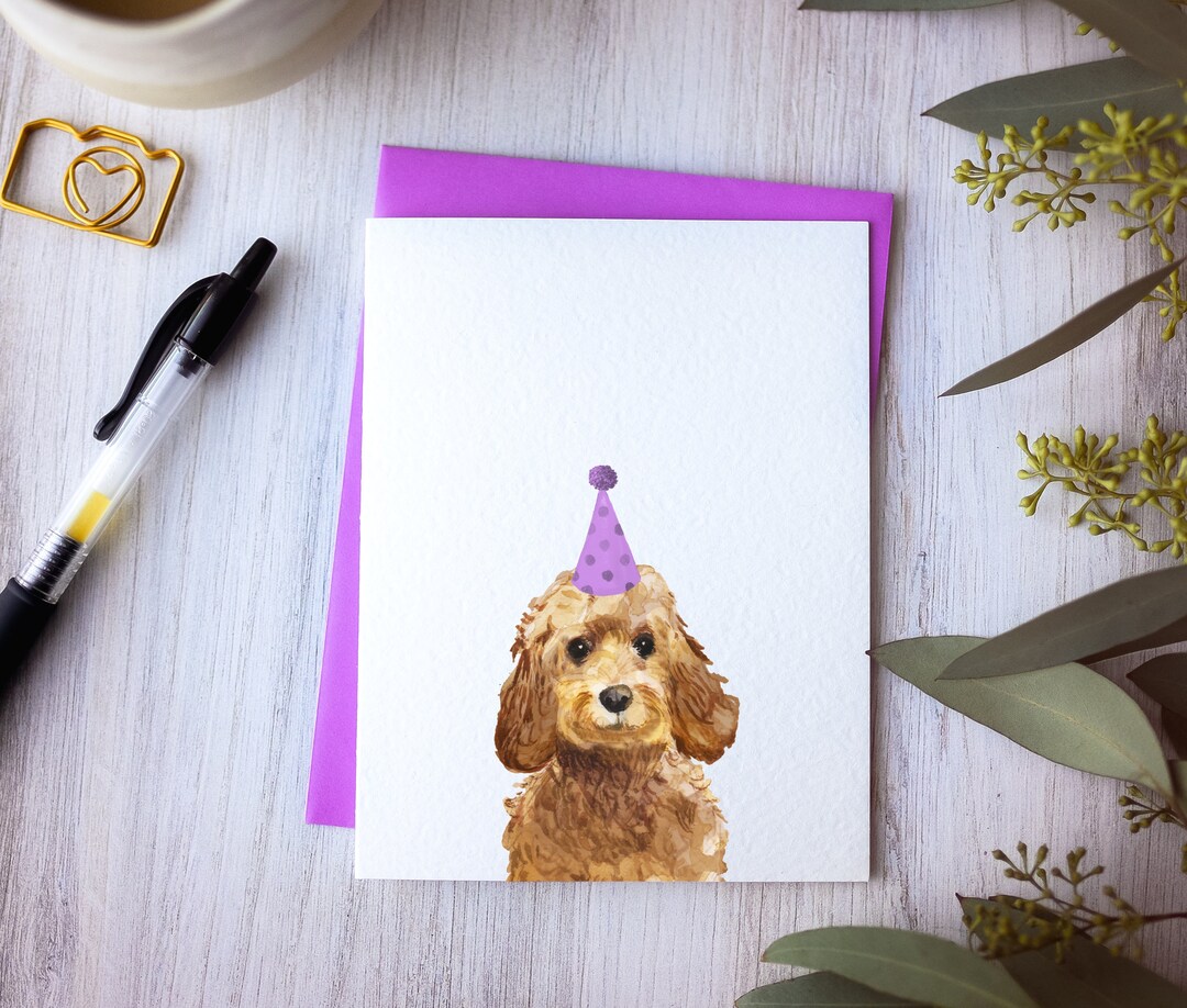 Cockapoo Birthday Card, Ginger Cockapoo Greeting Card, Handmade Dog ...