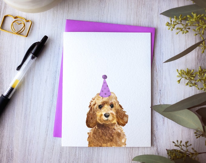 Cockapoo Birthday Card, Ginger Cockapoo Greeting Card, Handmade Dog ...