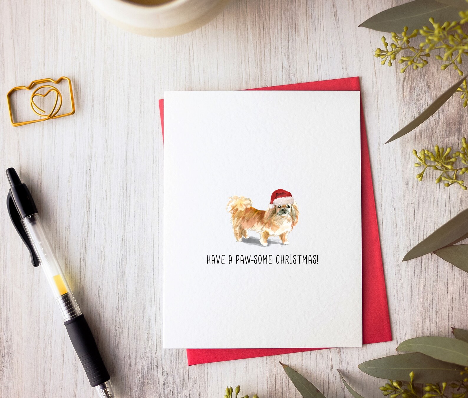 Pekingese Card Dog Christmas Card Pekingese Holiday Card - Etsy