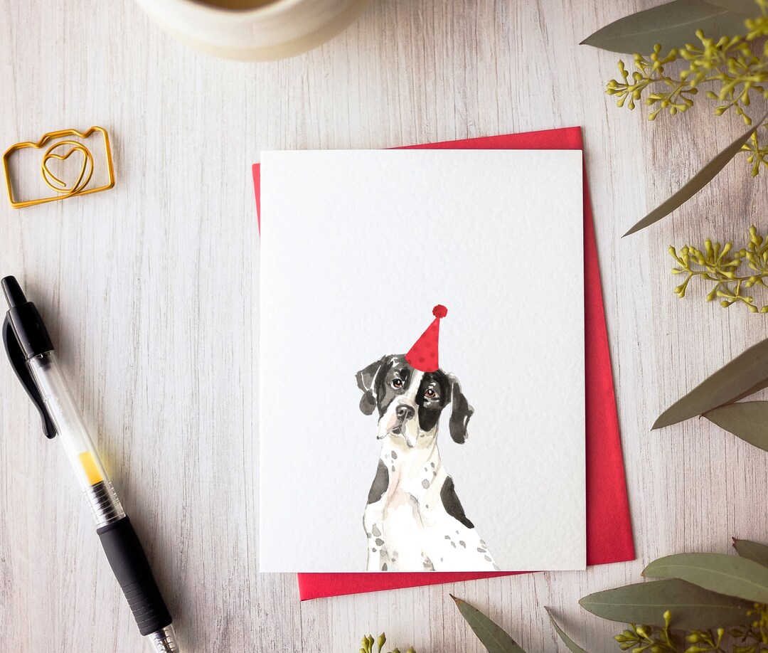English Pointer Birthday Card Handmade Dog Greeting Card - Etsy