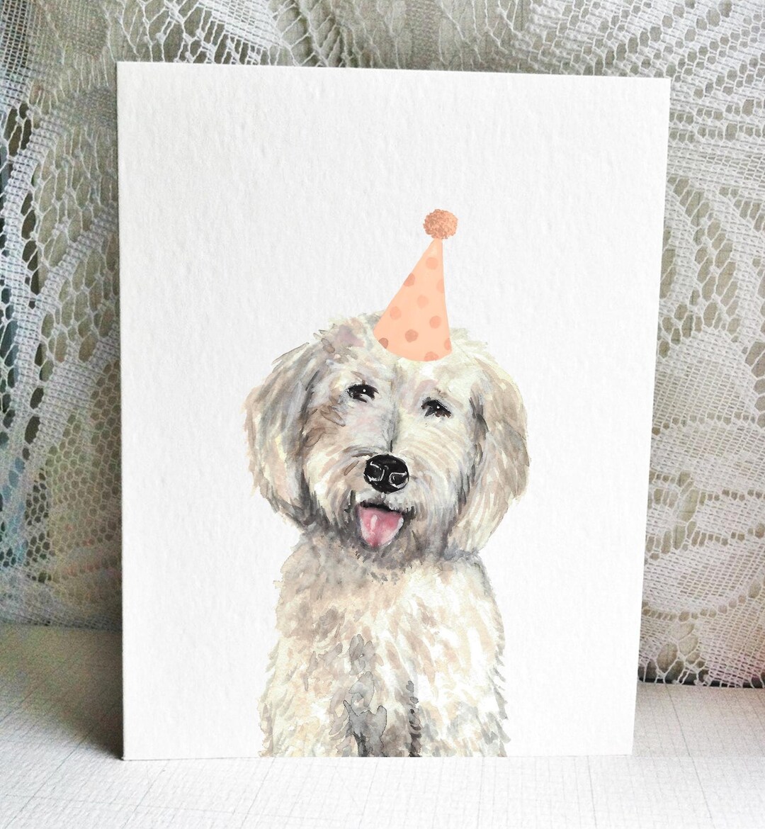 Labradoodle Birthday Card, Handmade Dog Card, Watercolor Labradoodle - Etsy