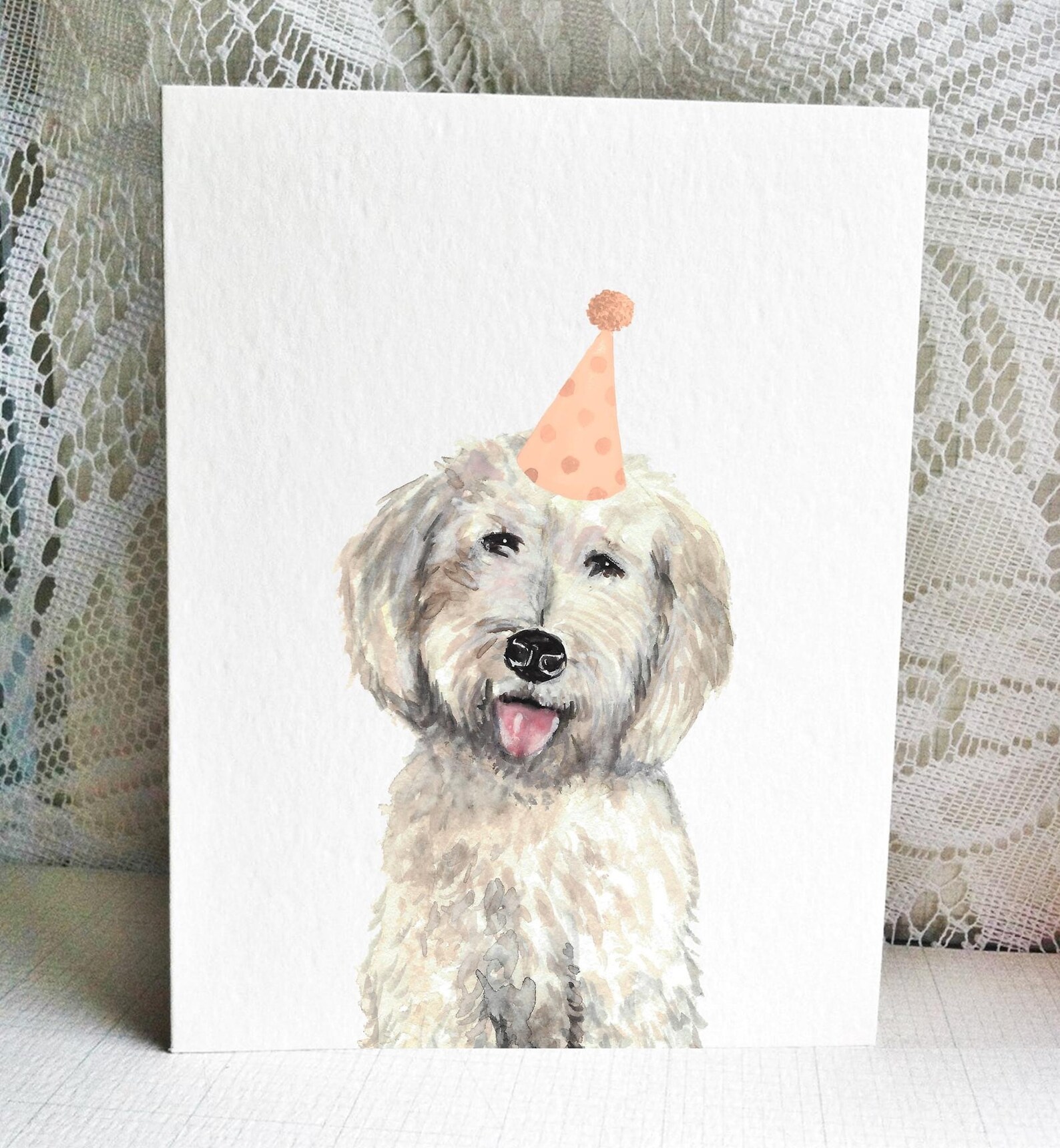 Labradoodle Birthday Card Handmade Dog Card Watercolor - Etsy
