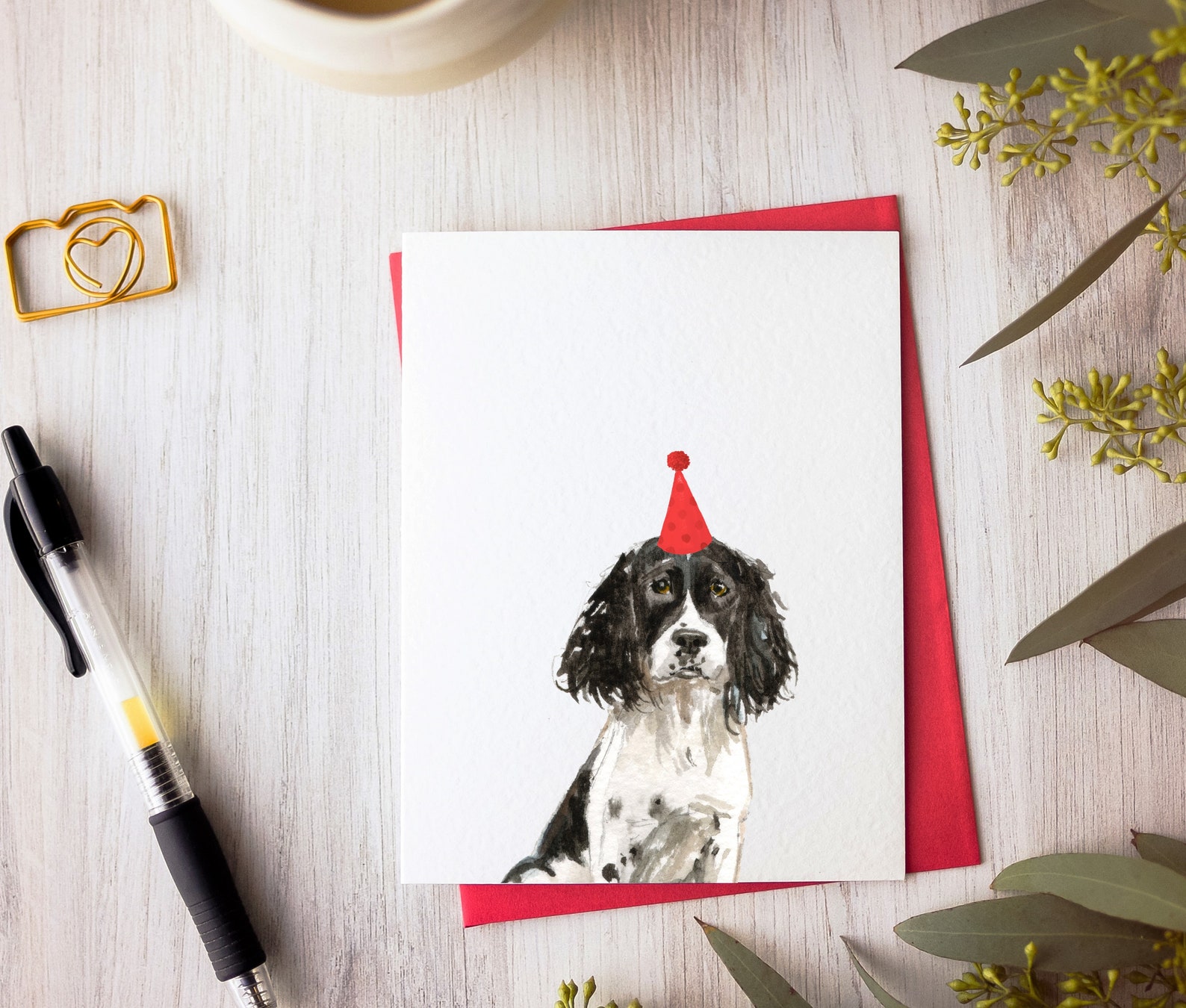 Springer Spaniel Card Dog Birthday Card Black and White | Etsy