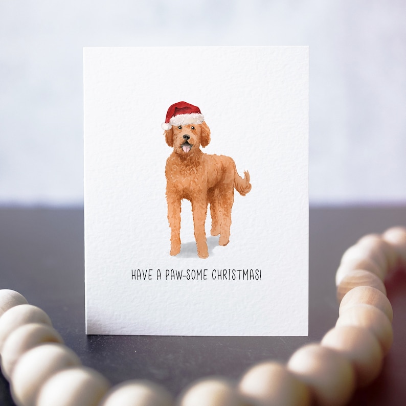 Goldendoodle Card Holiday Dog Card Dog Christmas Card - Etsy