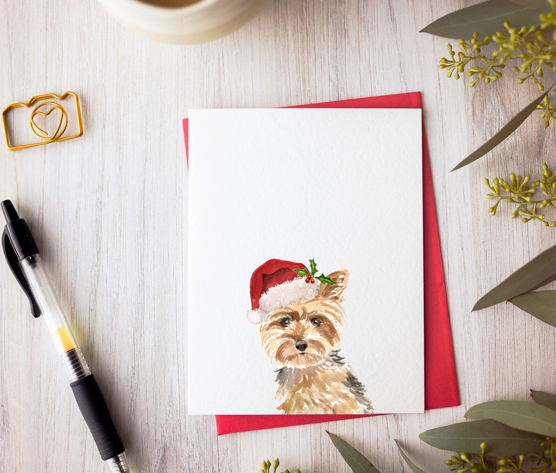 Yorkshire Terrier Christmas Card Yorkie Card Yorkie Holiday - Etsy