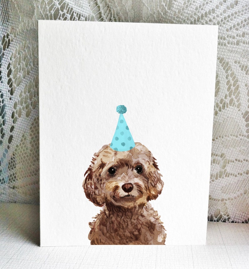Cockapoo birthday card brown cockapoo greeting card handmade | Etsy