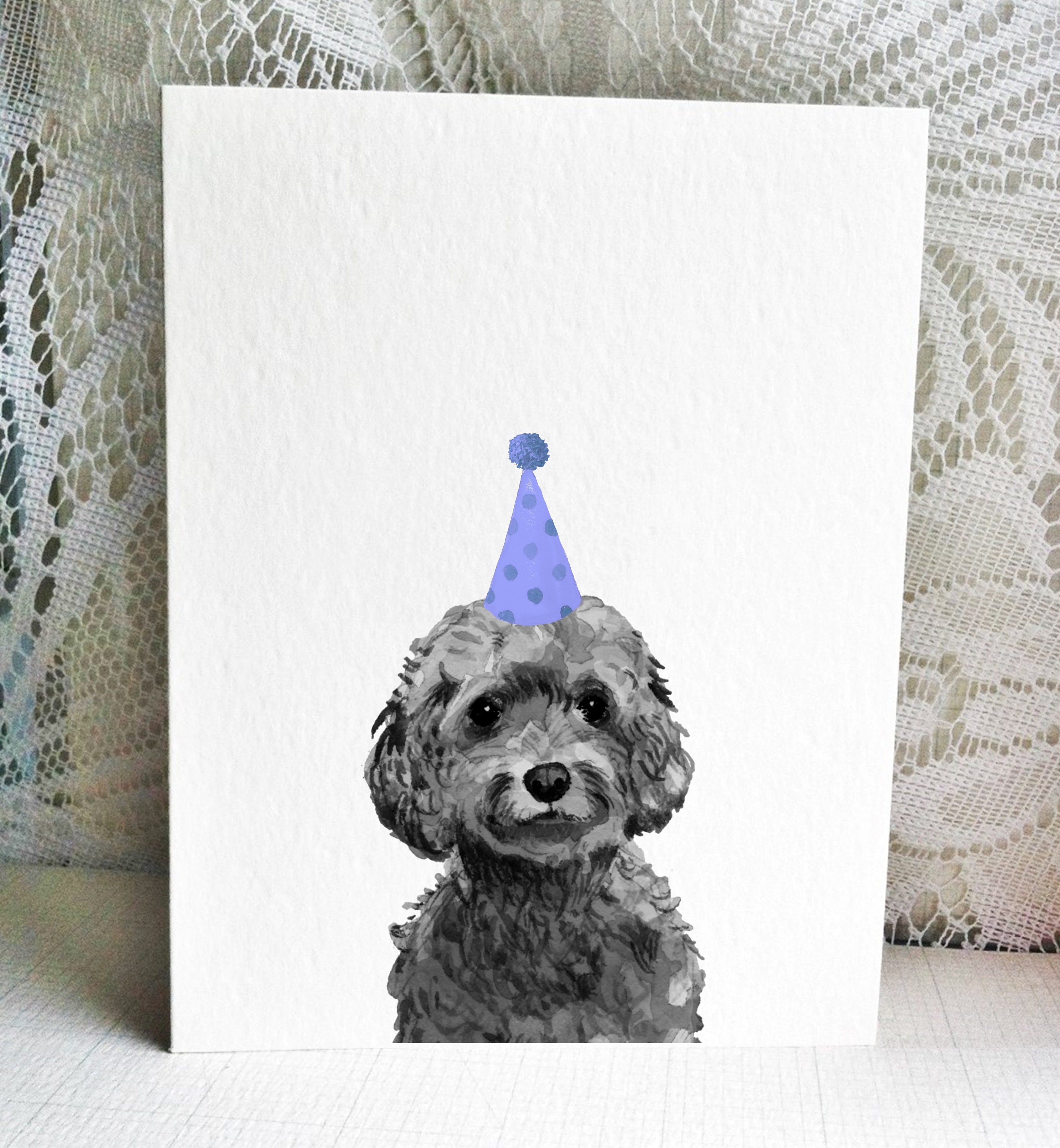 Cockapoo birthday card black cockapoo greeting card handmade | Etsy