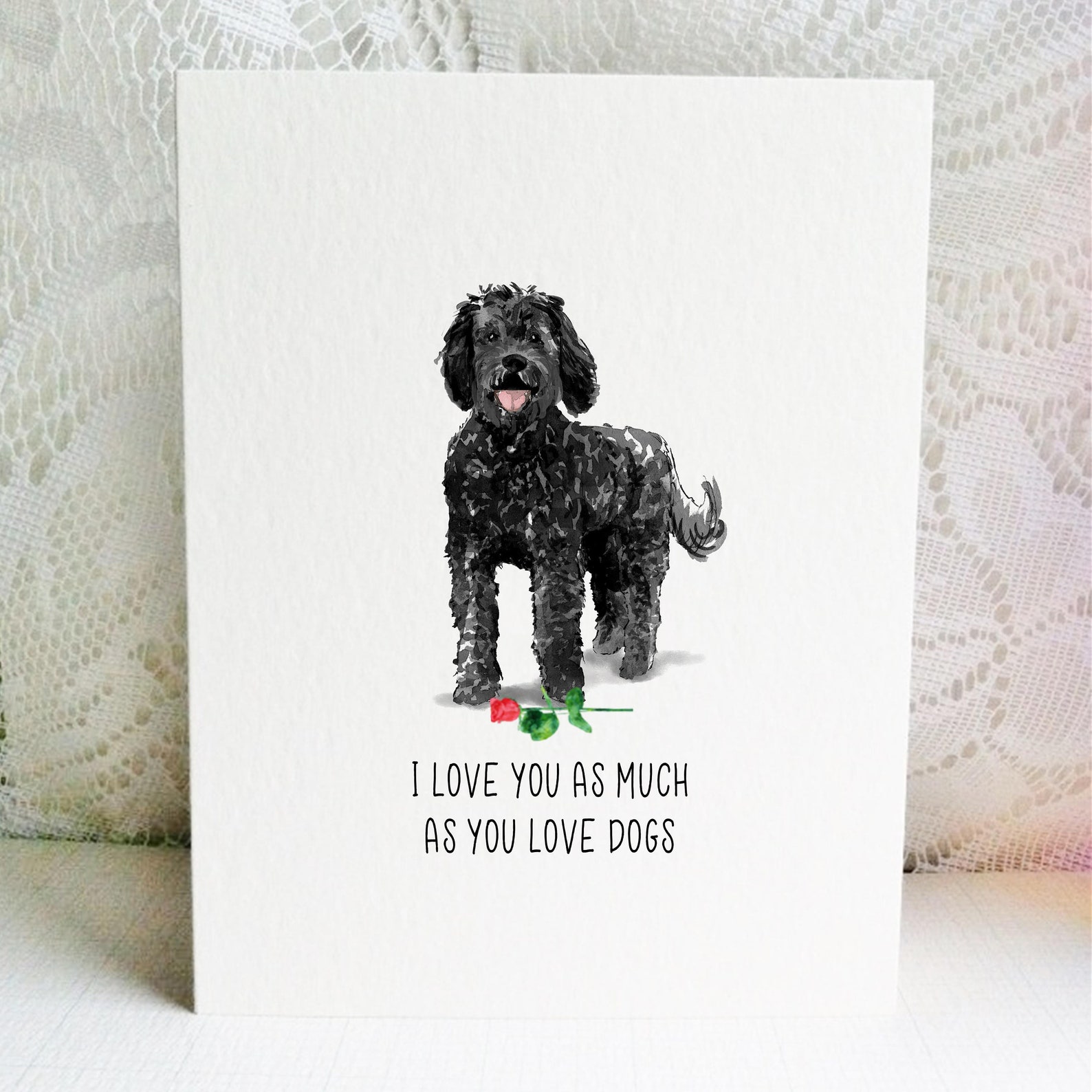 Labradoodle Black Labradoodle Dog Card Valentine's Day - Etsy