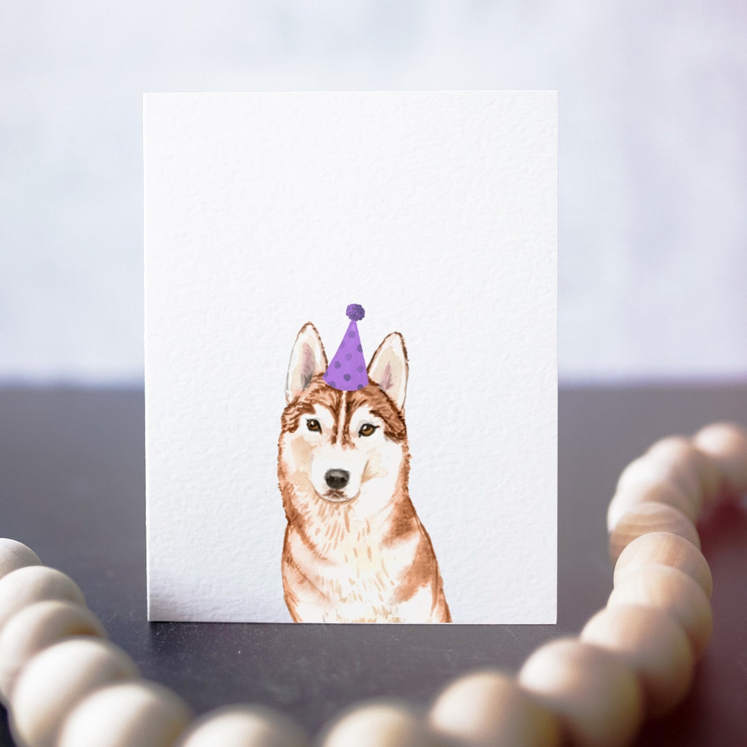Siberian Husky Birthday Card, Husky Card, Card for Dog Lover, Dog Card ...