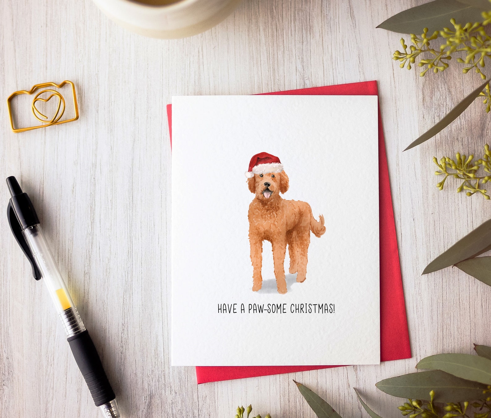 Goldendoodle Card Holiday Dog Card Dog Christmas Card - Etsy