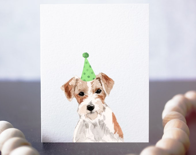 Jack Russell Terrier Birthday Card, Jack Russell Art, Dog Notecard ...