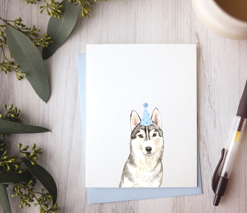 Siberian Husky birthday card husky card card for dog lover | Etsy