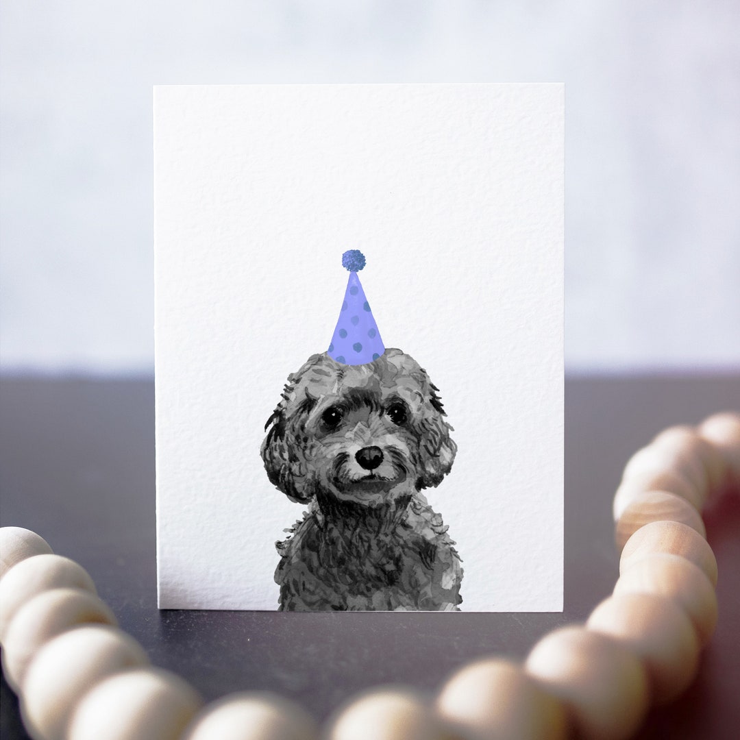 Cockapoo Birthday Card, Black Cockapoo Greeting Card, Handmade Dog Card ...