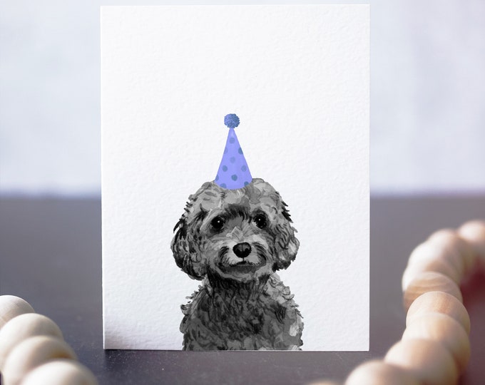 Cockapoo Birthday Card, Black Cockapoo Greeting Card, Handmade Dog Card ...