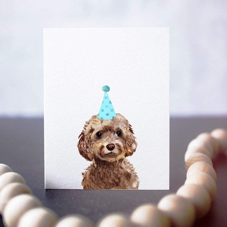 Cockapoo Birthday Card Brown Cockapoo Greeting Card Handmade - Etsy