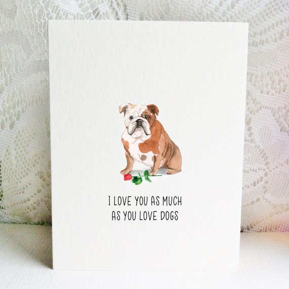 English Bulldog Card Dog Valentine Bulldog Valentine's | Etsy