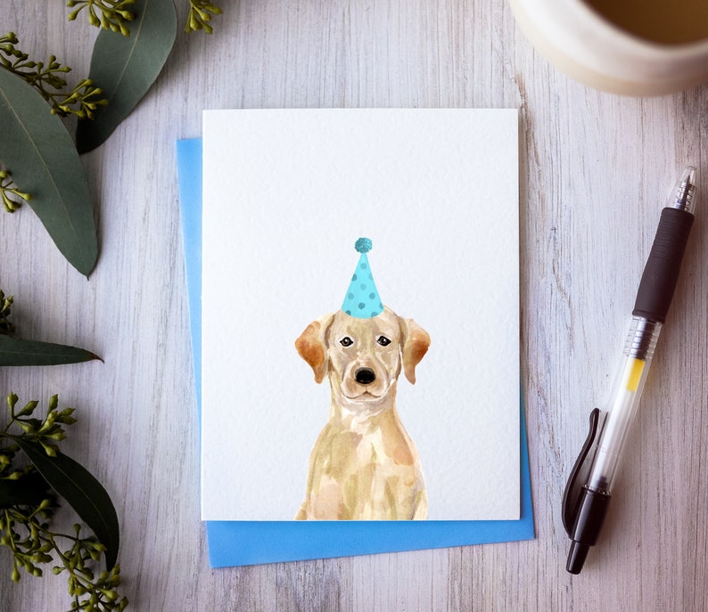 Labrador Retriever Birthday Card Dog Stationery Yellow Lab | Etsy