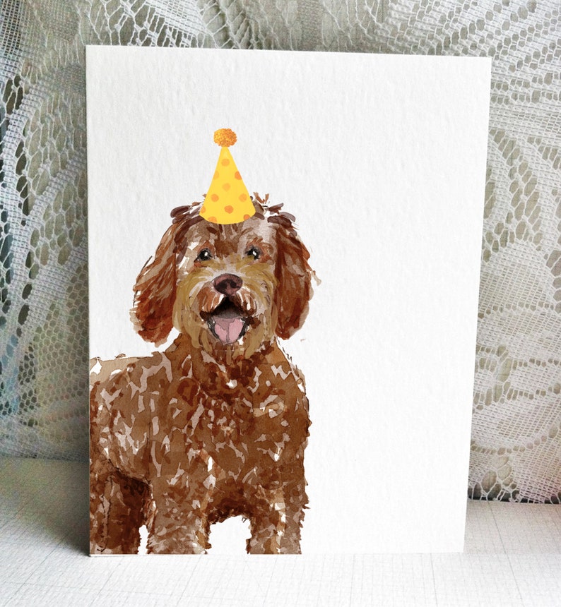 Labradoodle Birthday Card Handmade Dog Card Watercolor - Etsy Canada