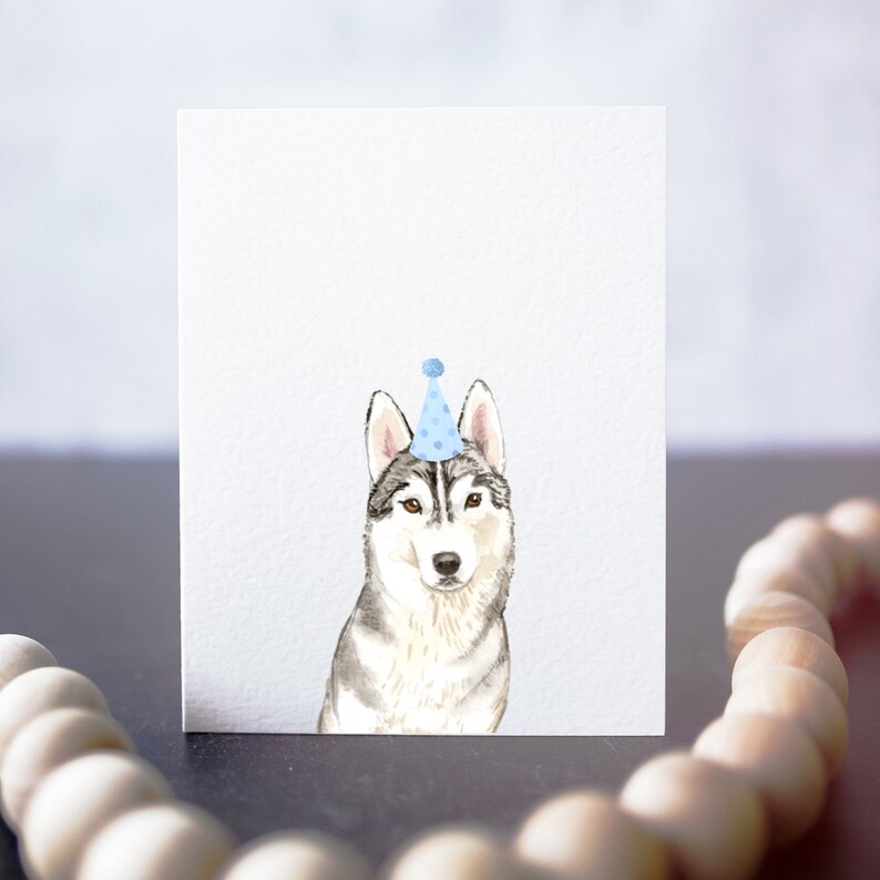 Siberian Husky birthday card husky card card for dog lover | Etsy