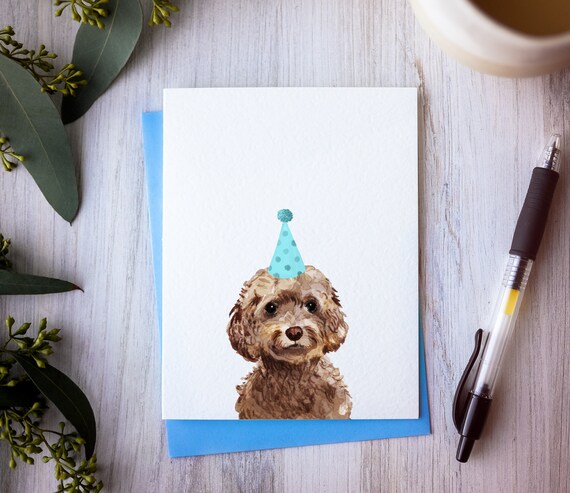 Cockapoo Birthday Card Brown Cockapoo Greeting Card Handmade | Etsy