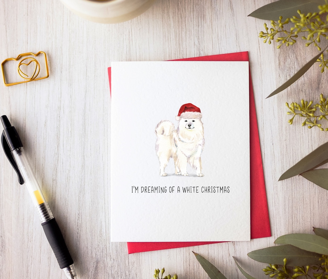 Samoyed Christmas Card, Samoyed Card, Holiday Samoyed Card, Dog ...