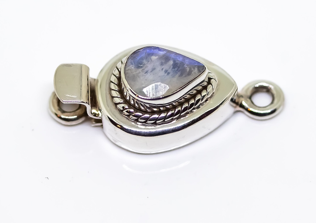 Box Clasps in Solid Sterling Silver 92.5 Rainbow Moonstone Faceted ...