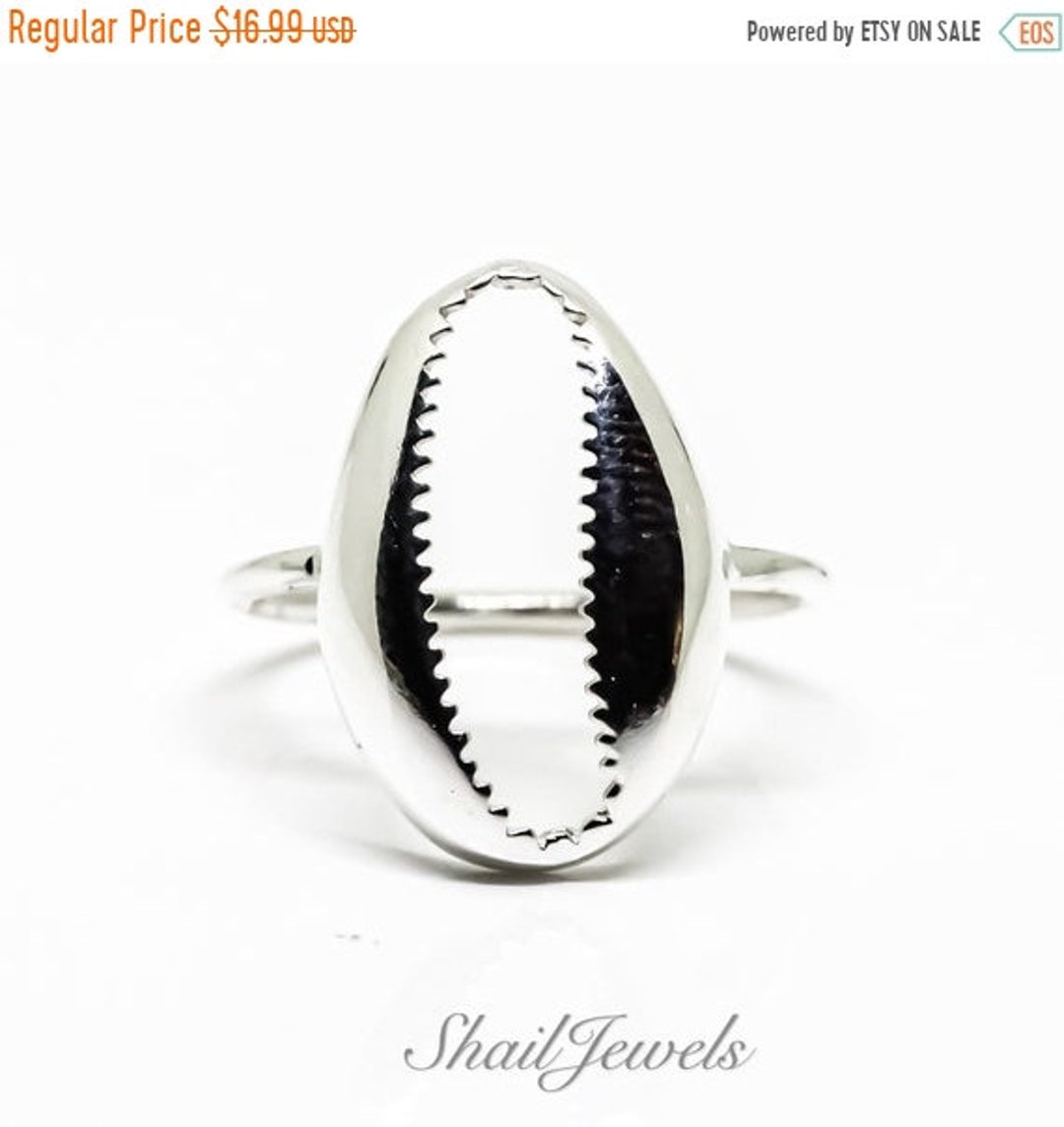 Cowrie Ring Sterling Silver Ring Silver Shell Ring Silver Cowrie Ring ...