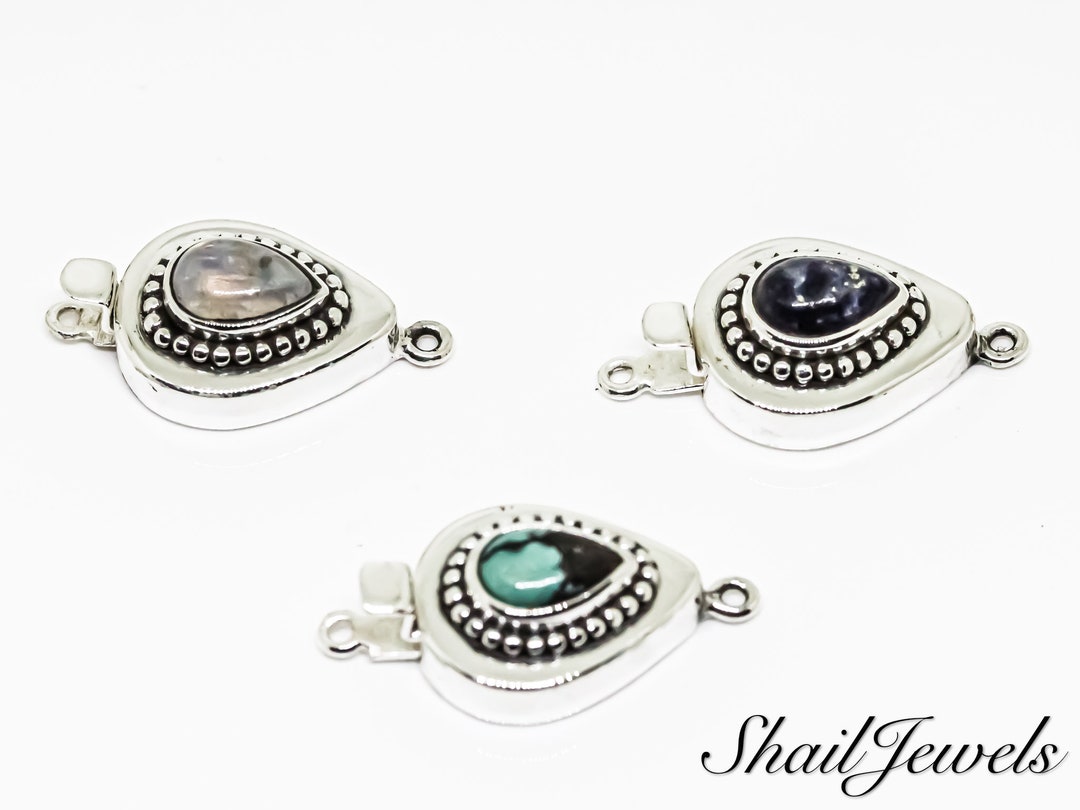 Box Clasps in Solid Sterling Silver 92.5* Rainbow Moonstone* Turquoise ...