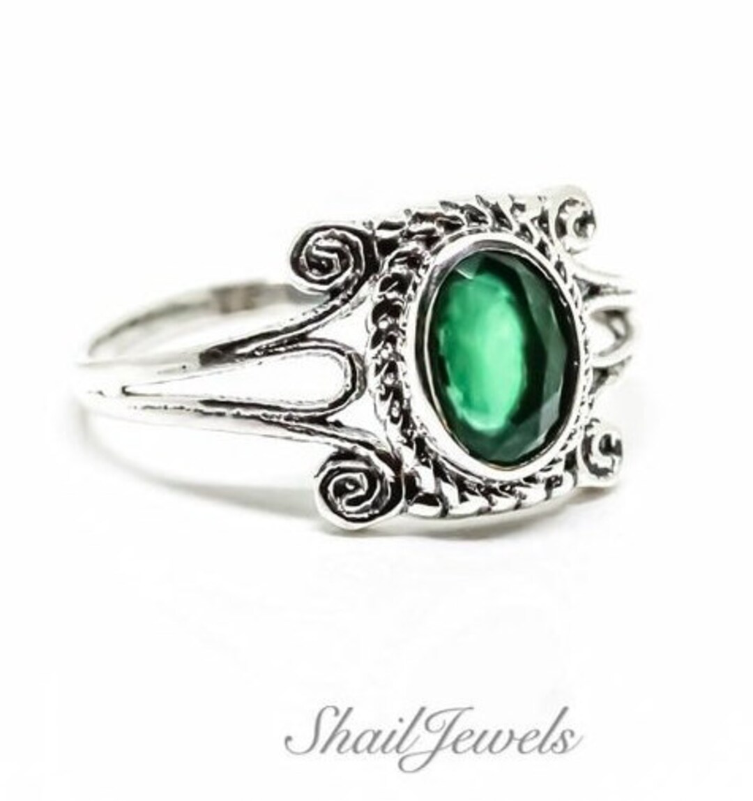 Emerald Ring Sterling Silver, Green, Ring, May Birthstone, Jewelry ...