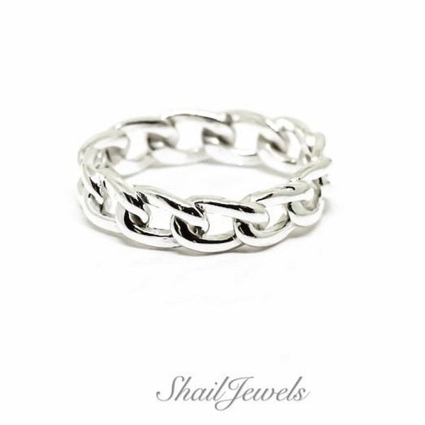 Silver Chain Ring - Etsy