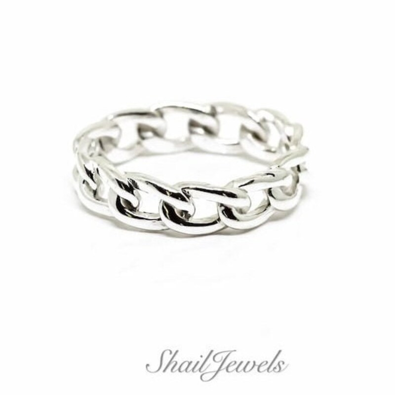 Silver Chain Ring - Etsy