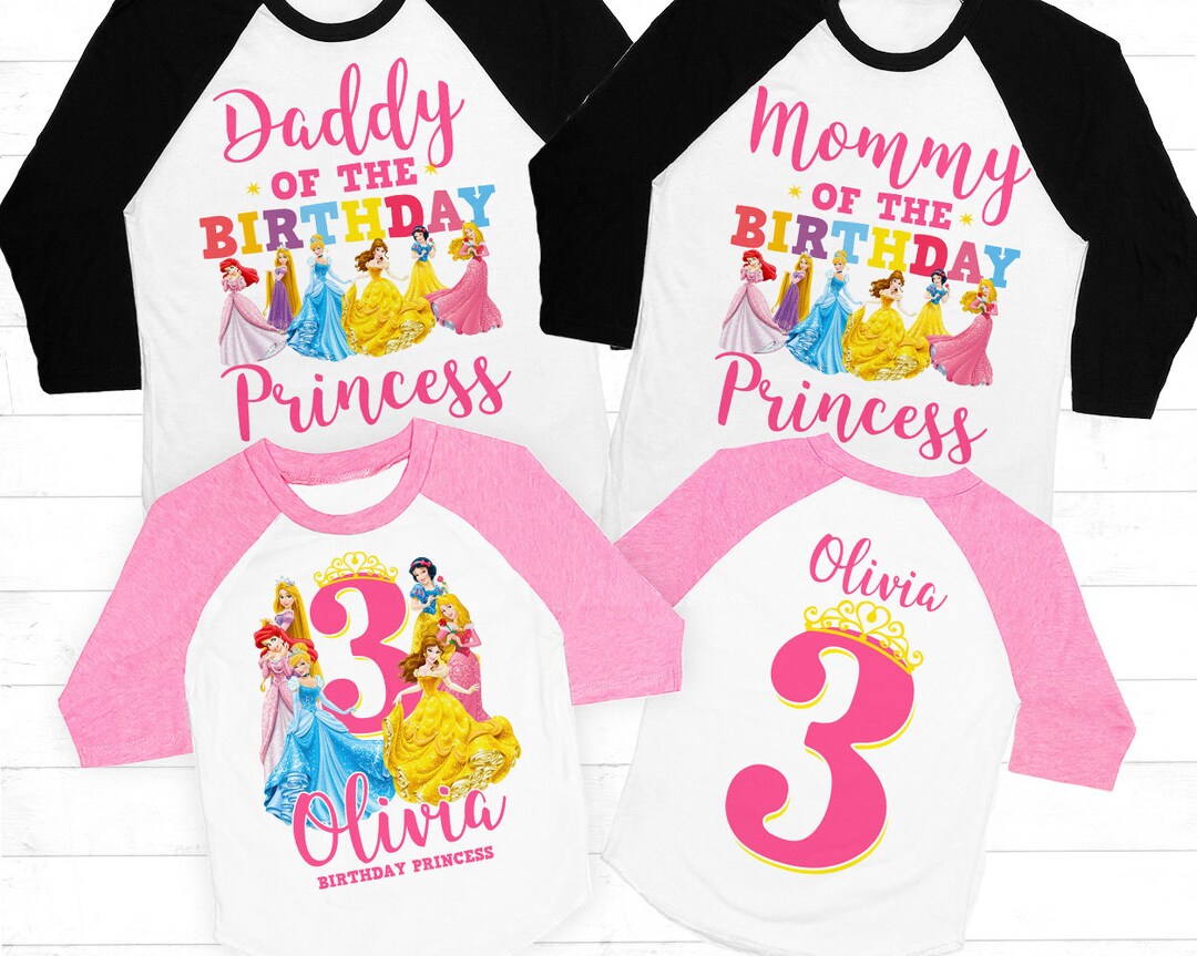 Princess Birthday Shirt, Princess Family Birthday Shirts, Princesses Family Birthday Shirt, Cute ...