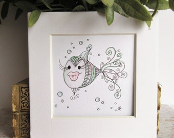 Whimsical fish art | Etsy