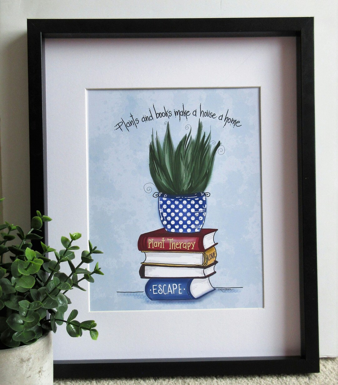 Plant and Book Illustration, Plant Lover Gifts, Plant Decor, Art for ...