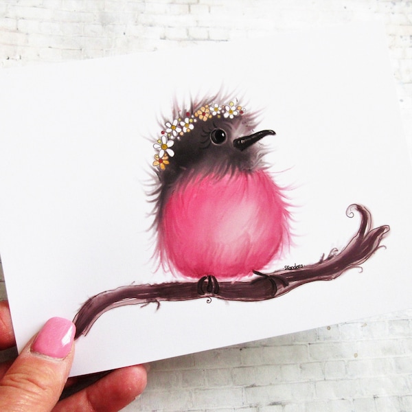 Bird and Flower Art - Etsy