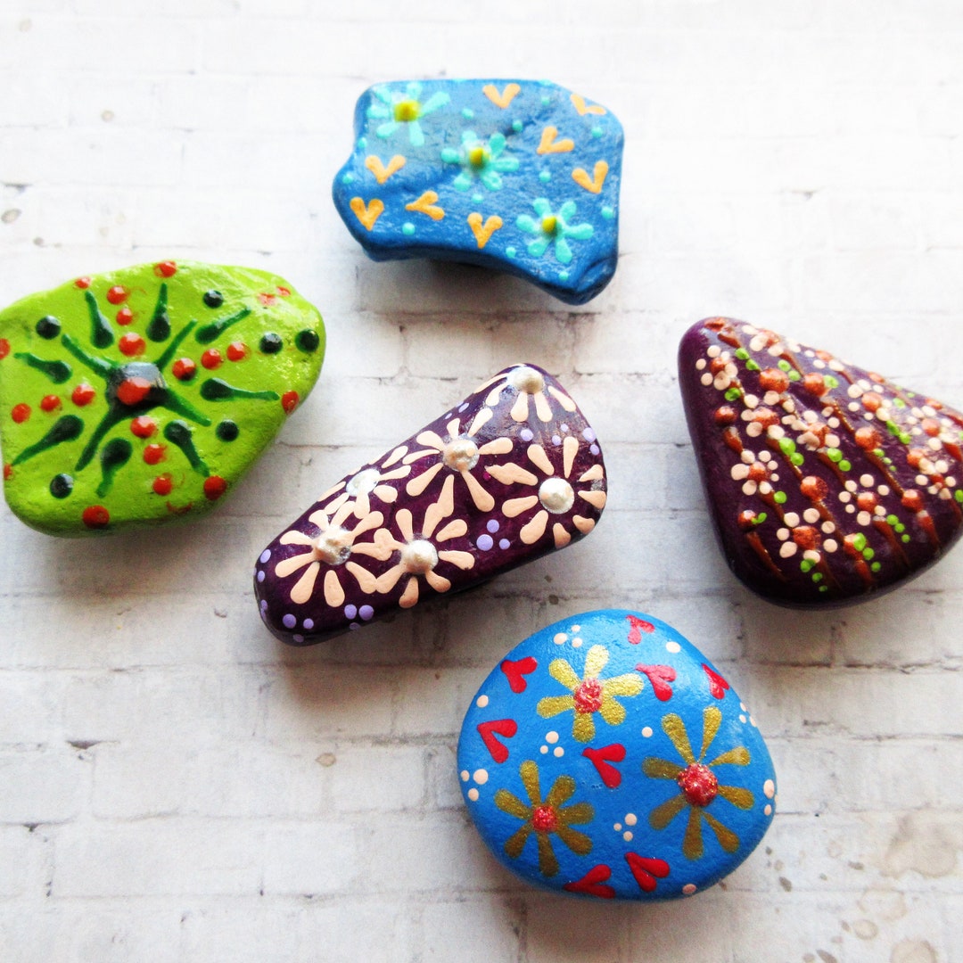 Cute, Quirky Rock Magnets, Handpainted Smooth River Stones, Mandala ...