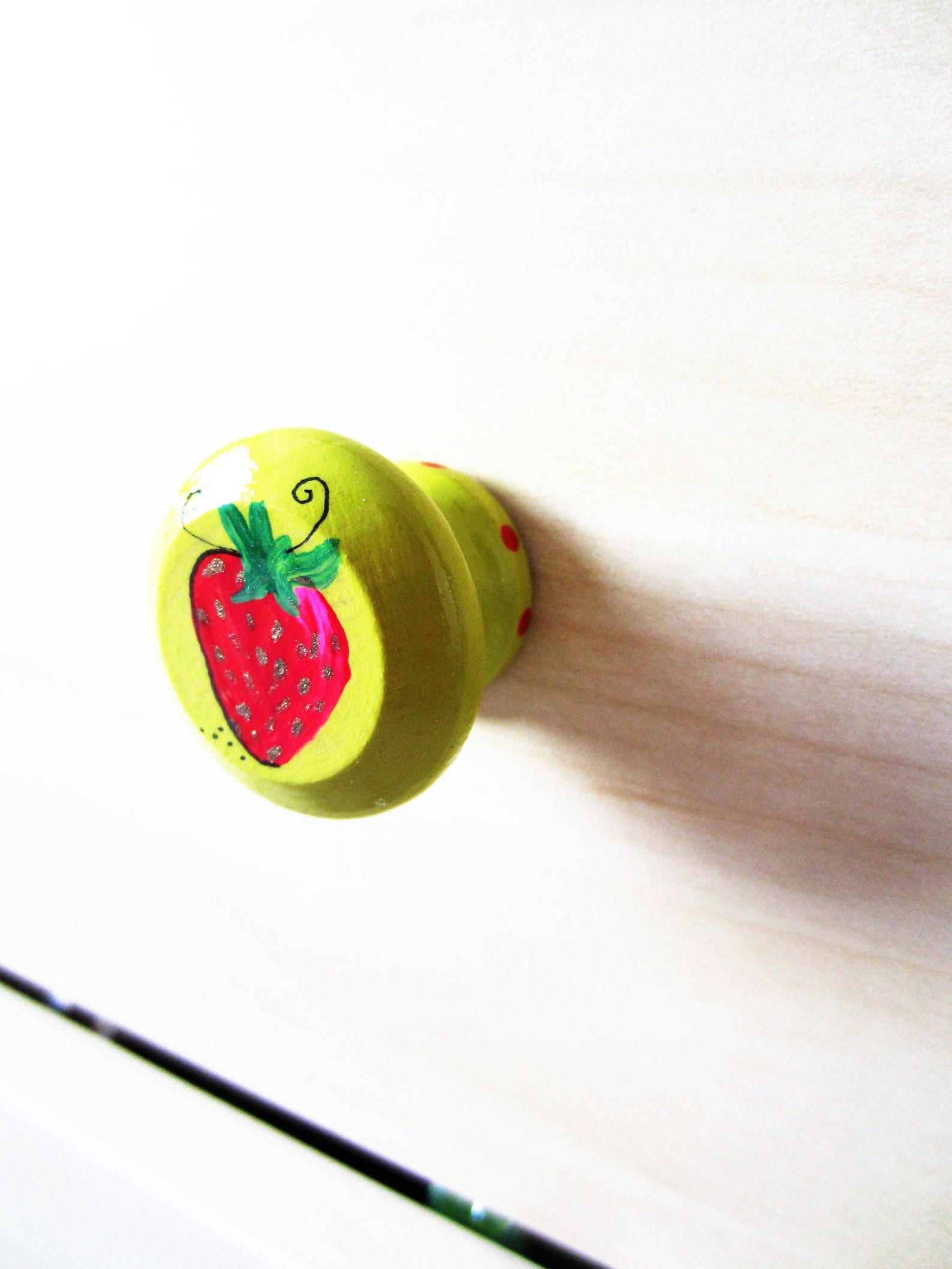 Decorative Painted Cabinet Knobs Strawberry Art Colourful - Etsy